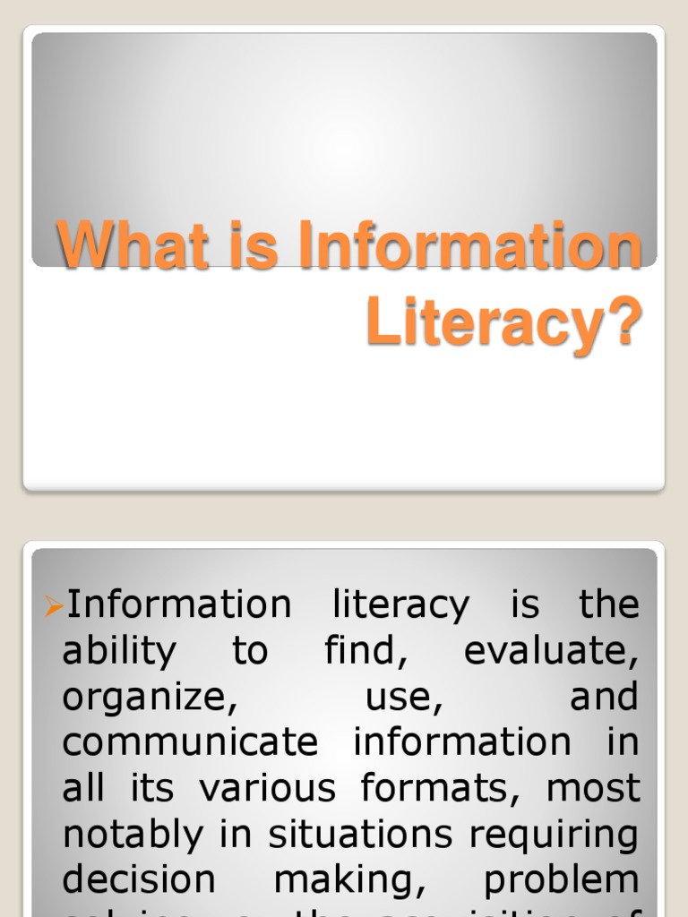 What Is Information Literacy? | PDF