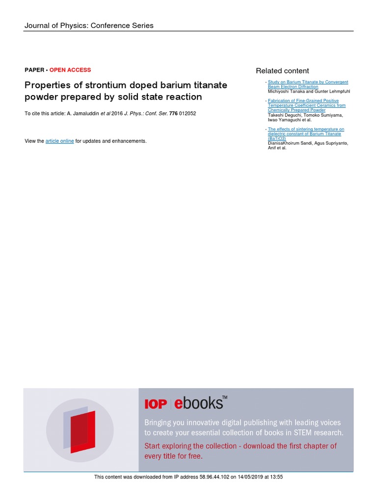 Properties of Strontium Doped Barium Titanate Powder Prepared by Solid ...