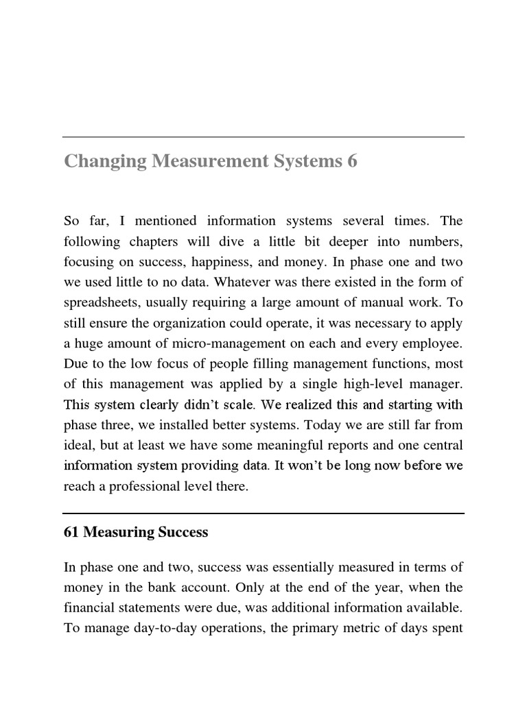Changing Measurement Systems 6: 61 Measuring Success | PDF