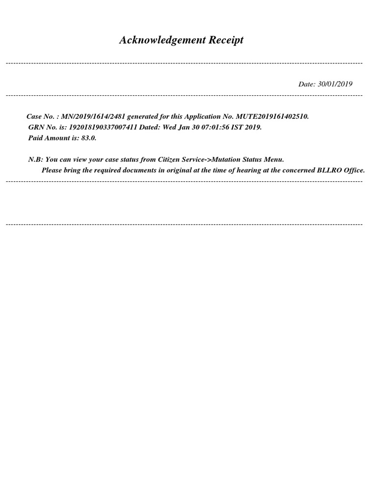 Acknowledgement Receipt | PDF | Technology & Engineering