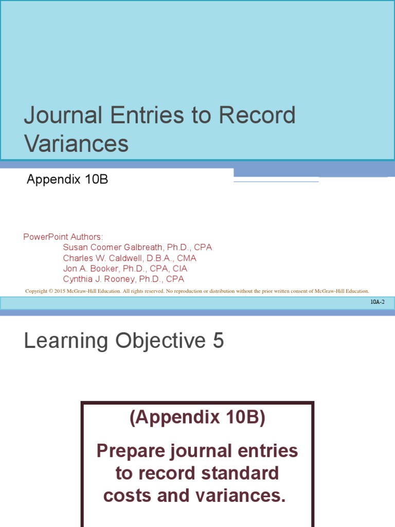 Journal Entries For Variances | PDF | Debits And Credits | Cost Of ...
