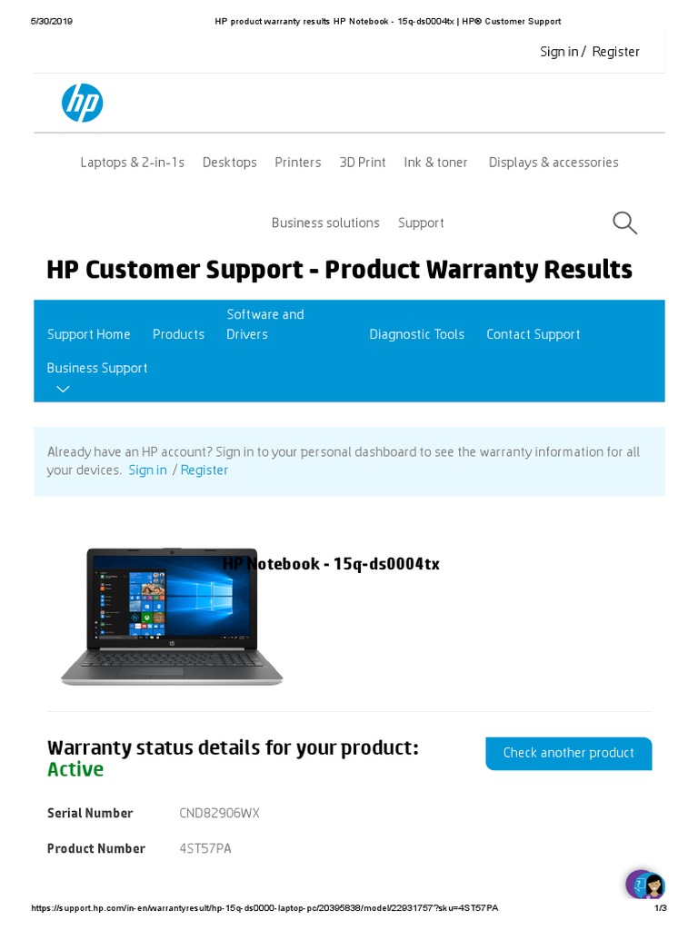 HP Product Warranty Results HP Notebook - 15q-ds0004tx | PDF | Laptop ...