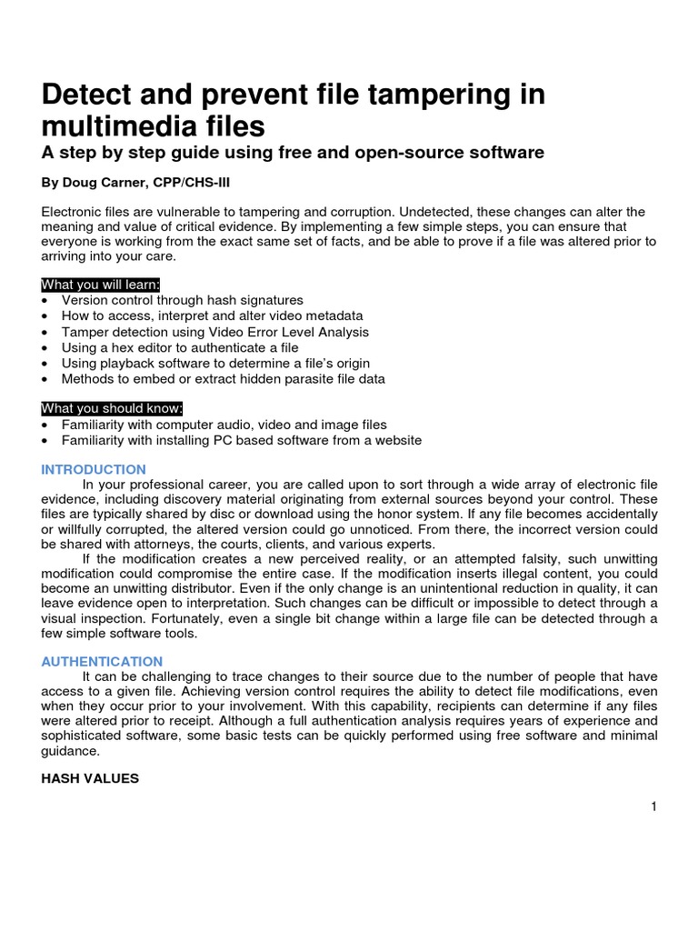 Detecting and Preventing File Tampering | PDF | Video | Computer File