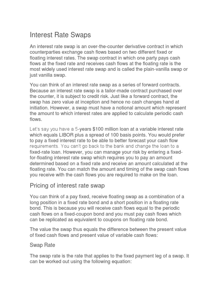 Interest Rate Swaps | PDF | Interest Rate Swap | Swap (Finance)