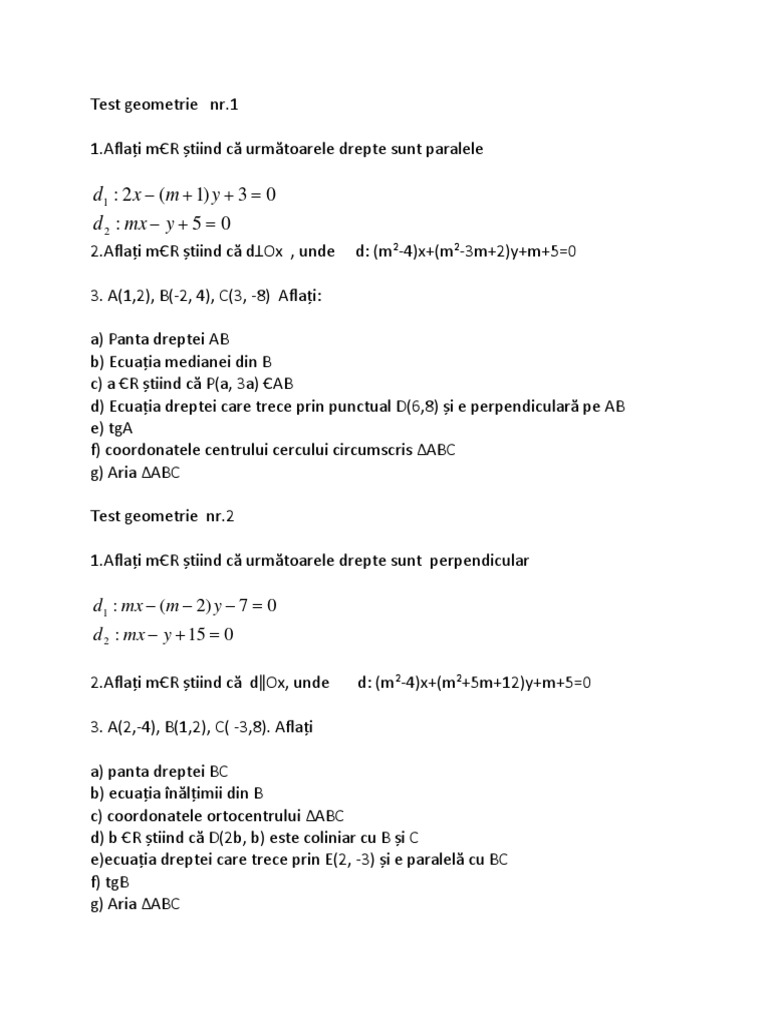 Test Ecuatia Dreptei | PDF