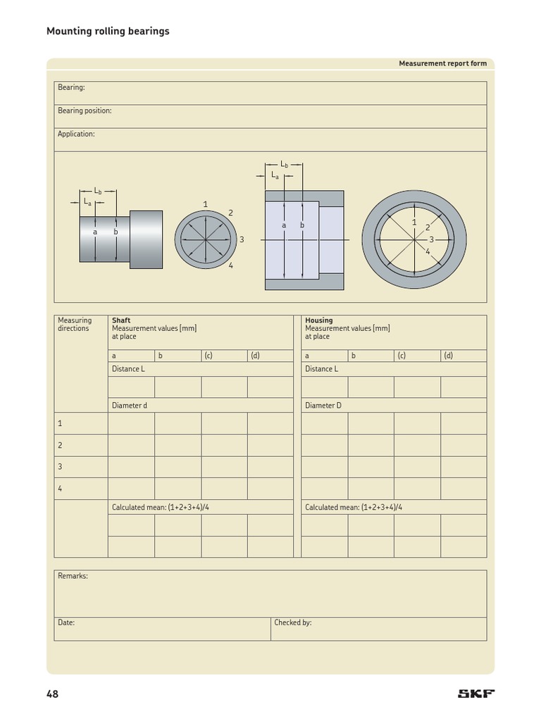Mounting Rolling Bearings: Measurement Report Form | PDF | Bearing ...