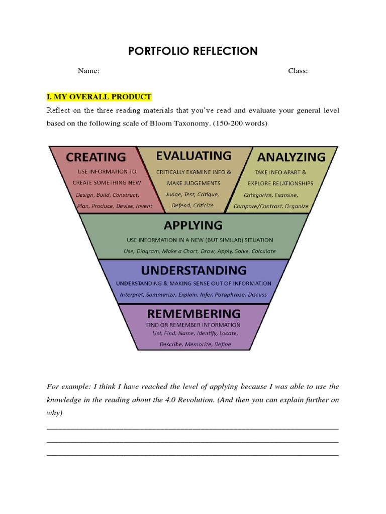 Portfolio Reflection: I. My Overall Product | PDF | Cognition ...