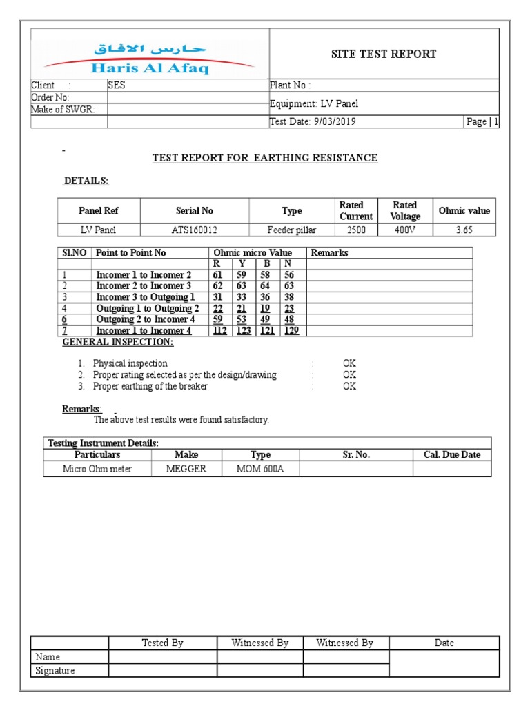 Resistance Test Report | PDF