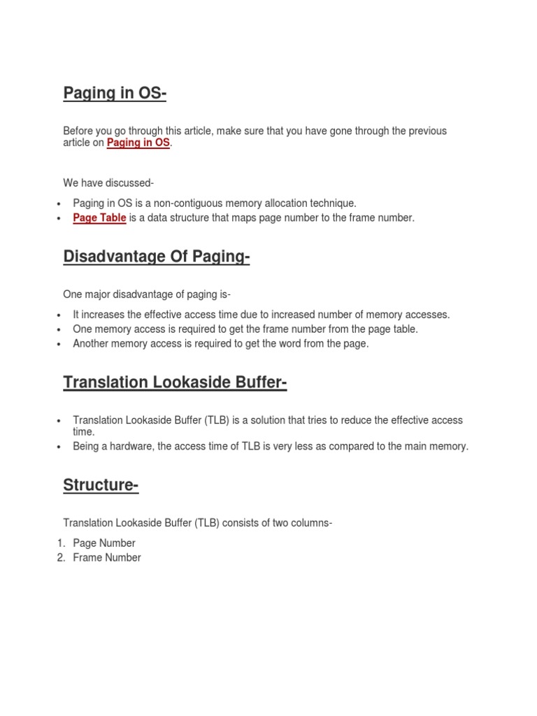 Paging in OS | PDF | Areas Of Computer Science | Computer Architecture