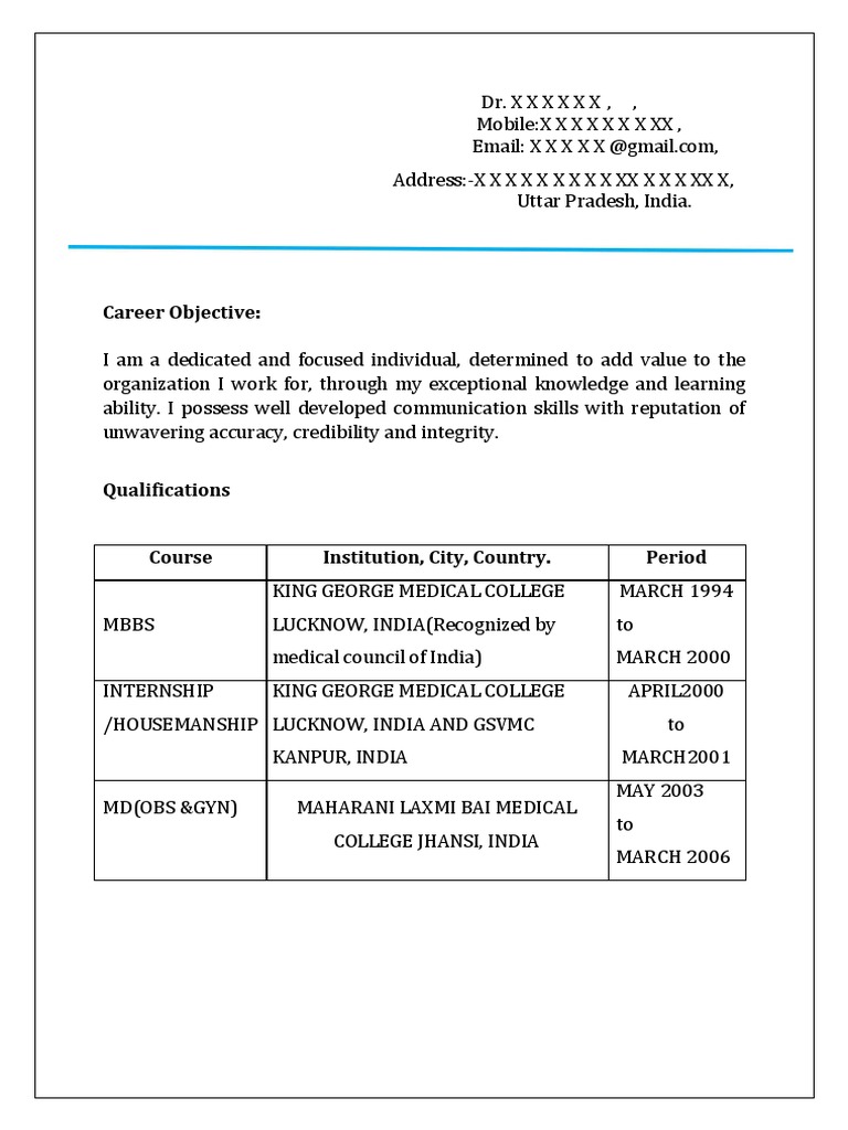 Gynecologist CV for India | PDF | Clinical Medicine | Medical Specialties