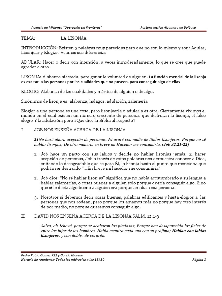 La Lisonja: Definición y Consecuencias | PDF | Libro de trabajo | David