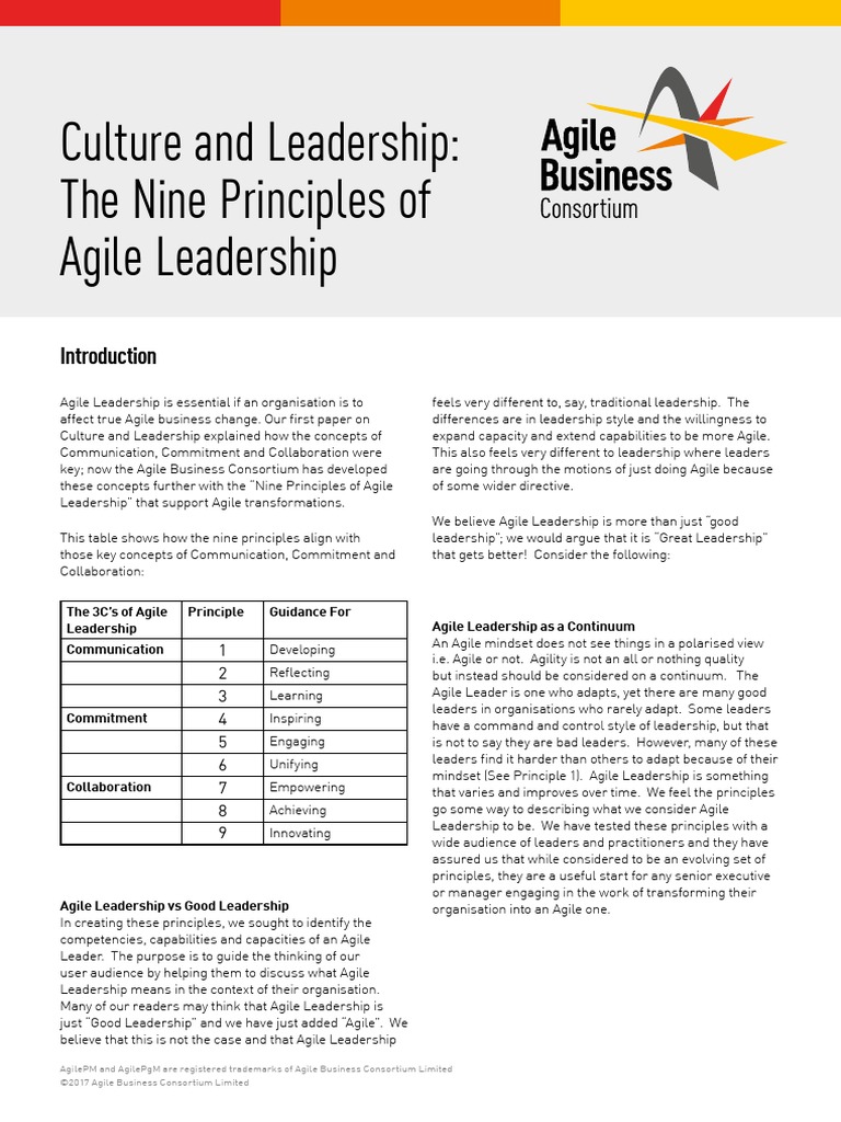 The 9 Principles of Agile Leadership v1.2 Web | PDF | Agile Software ...