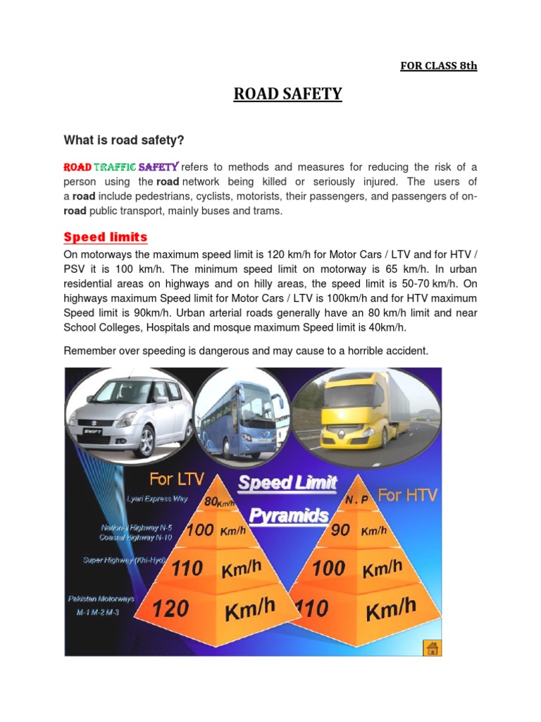 For Class 8 | PDF | Speed Limit | Traffic