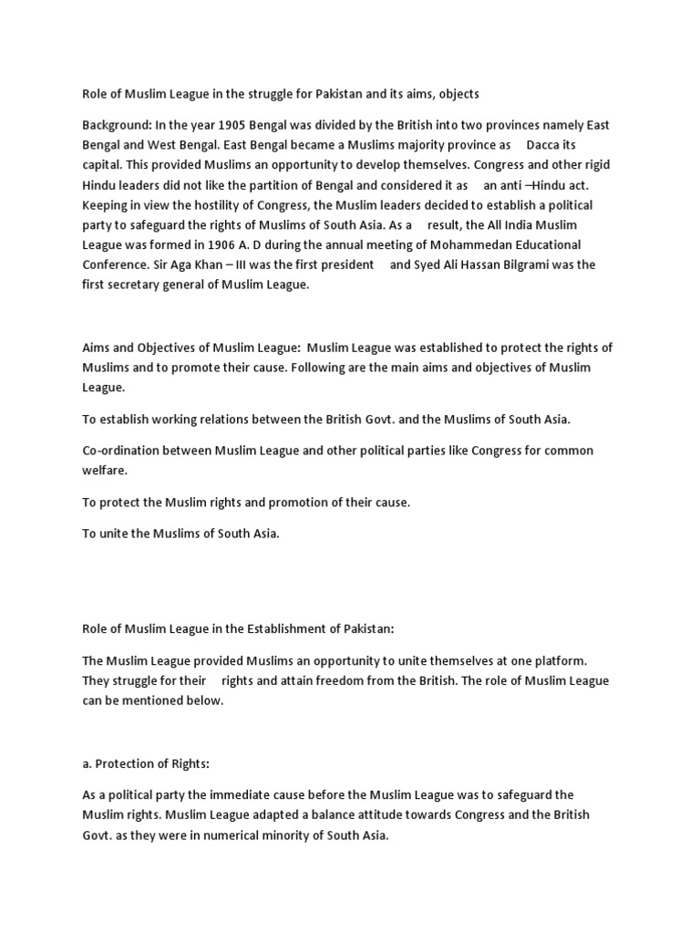 Aims and Objectives of Aiml | PDF | All India Muslim League | Pakistan ...