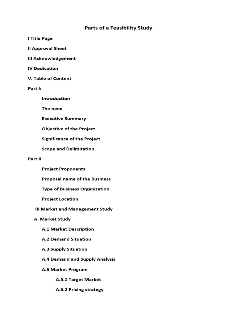 Parts of A Feasibility Study | PDF