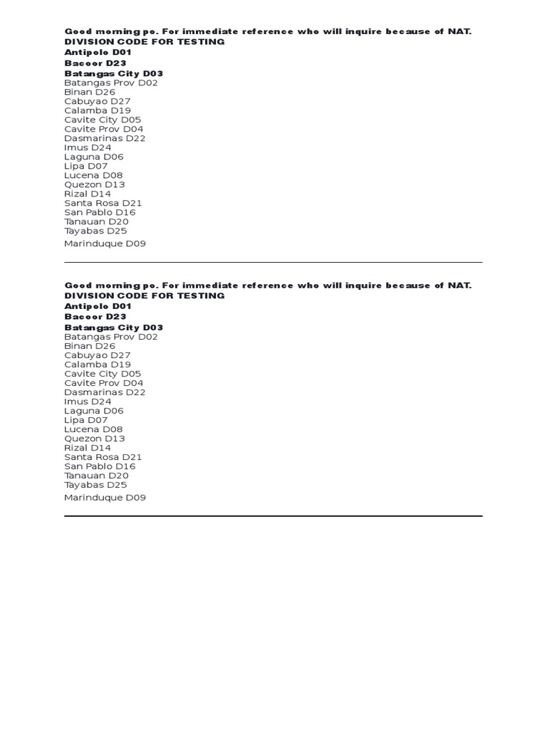 NAT Division Code | PDF