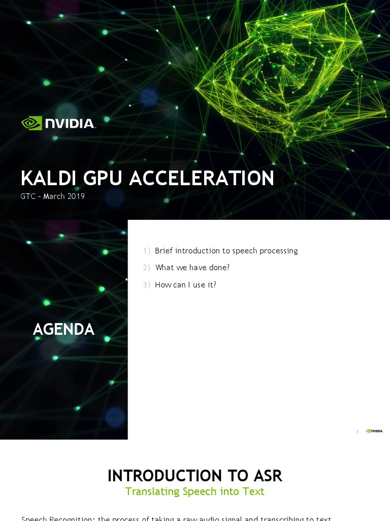 GTC19 Kaldi Acceleration | PDF | Speech Recognition | Graphics Processing Unit