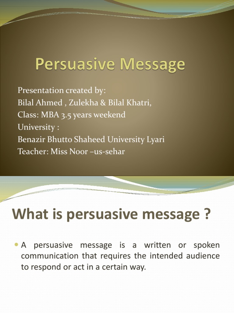 Final Persuasive Message | PDF | Persuasion | Argument