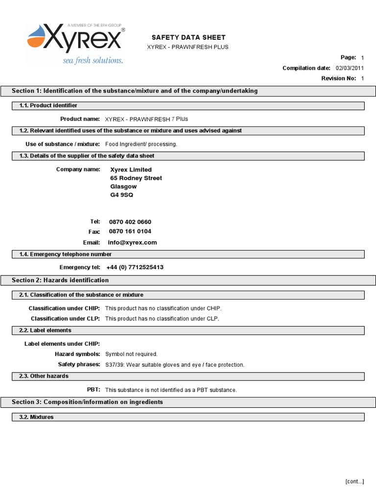 Prawnfresh Msds English | PDF | Toxicity | Firefighting