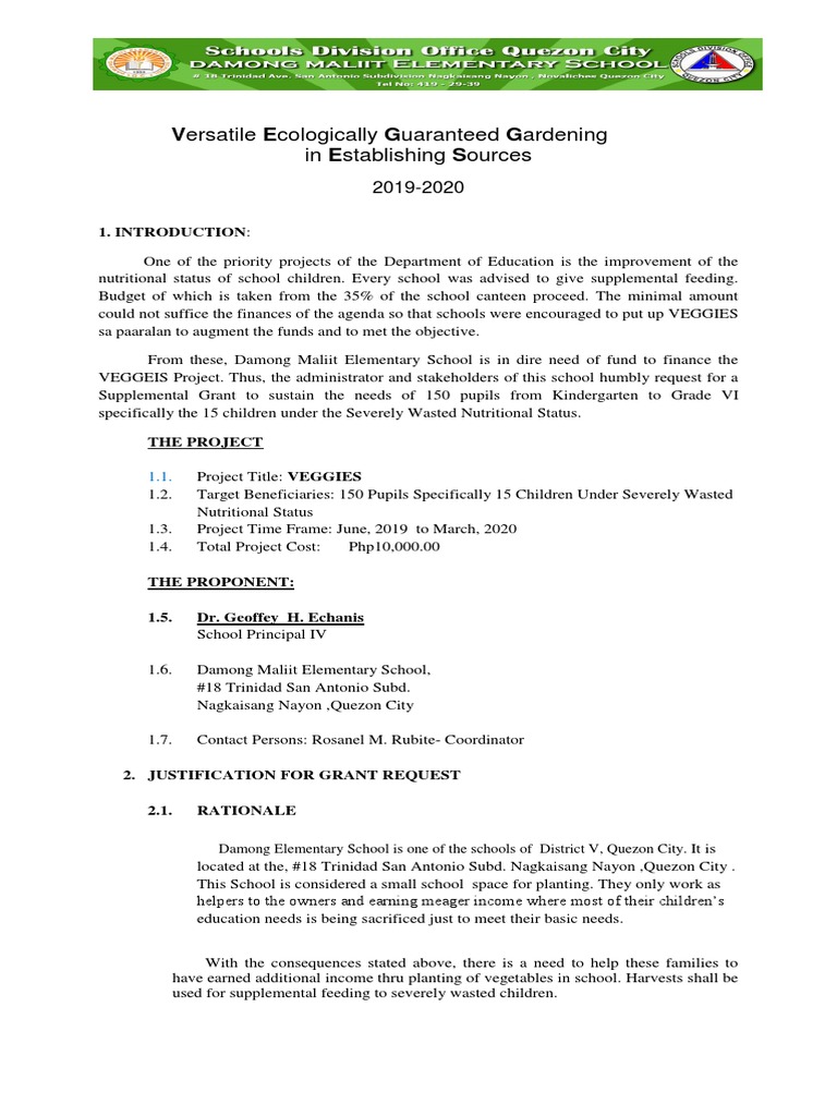 sAMPLE PROPOSAL GULAYAN | PDF | Vegetables | Business