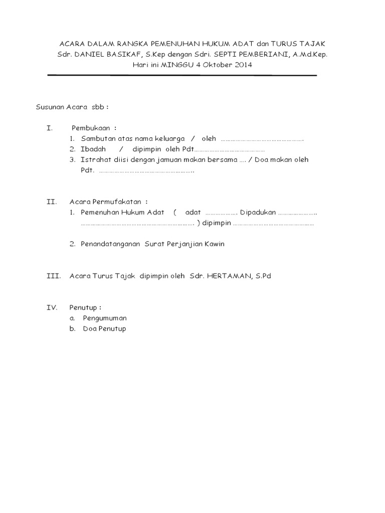 Acara Pem. HKM Adat-Turus Tajak | PDF | Memasak, Makanan, & Anggur