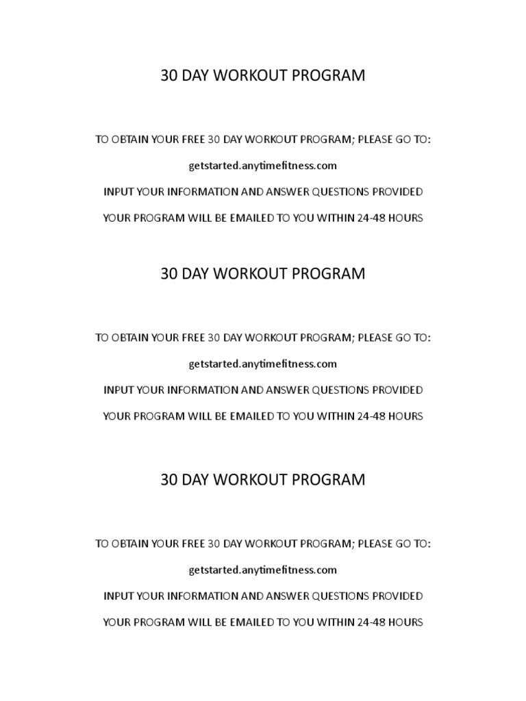 30 Day Workout Plan | PDF