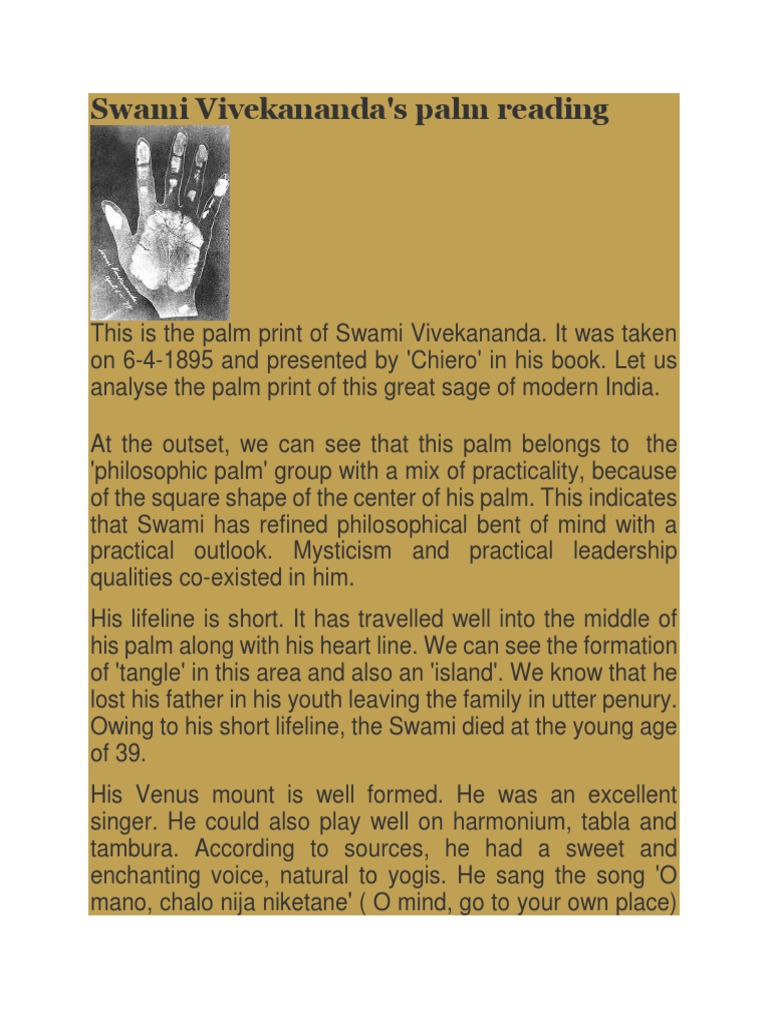 Swami Vivekananda's Palmistry Insights | PDF | Yoga | Spirituality