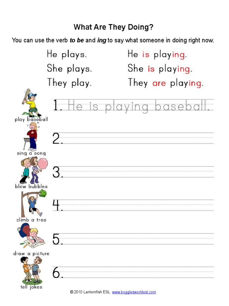 Using Present Progressive Verbs to Describe Current Actions | PDF