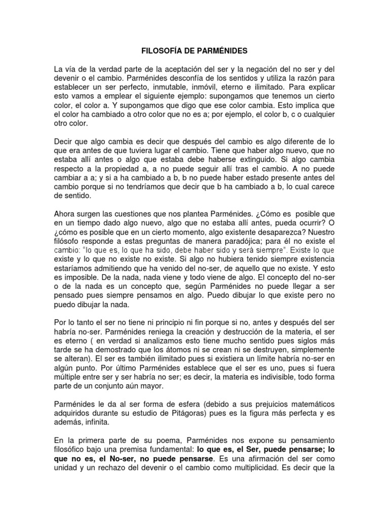 Filosofía de Parménides | PDF | Certeza | Verdad