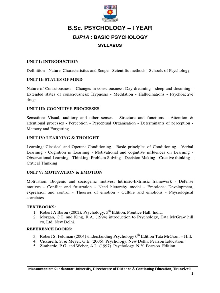 I Year - DJP1A - Basic Psychology | PDF | Dream | Psychology
