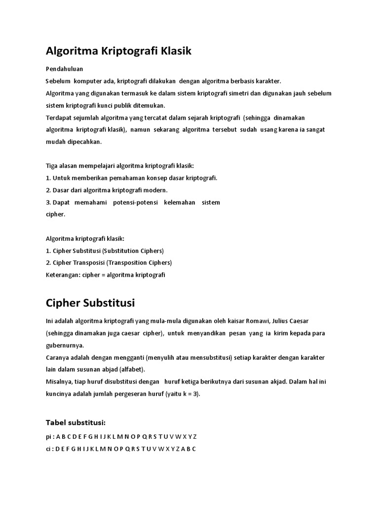 Tabel Substitusi dalam Kriptografi | PDF | Metode & Bahan Ajar | Sains ...