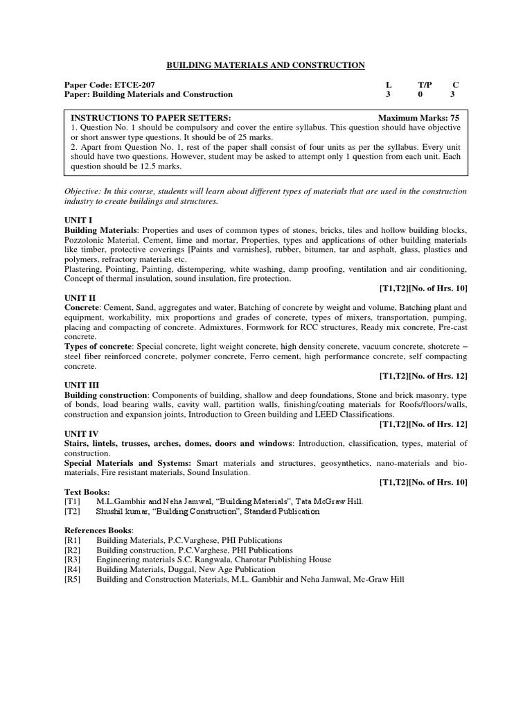 Building Materials in Construction Course | PDF | Building Materials ...