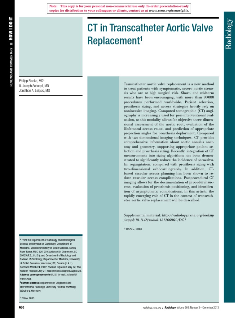 Tavi | PDF | Heart Valve | Ct Scan