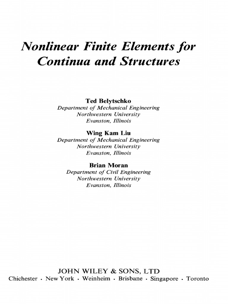 Nonlinear Finite Elements For Continua and Structures: Ted Belytschko | Download Free PDF ...