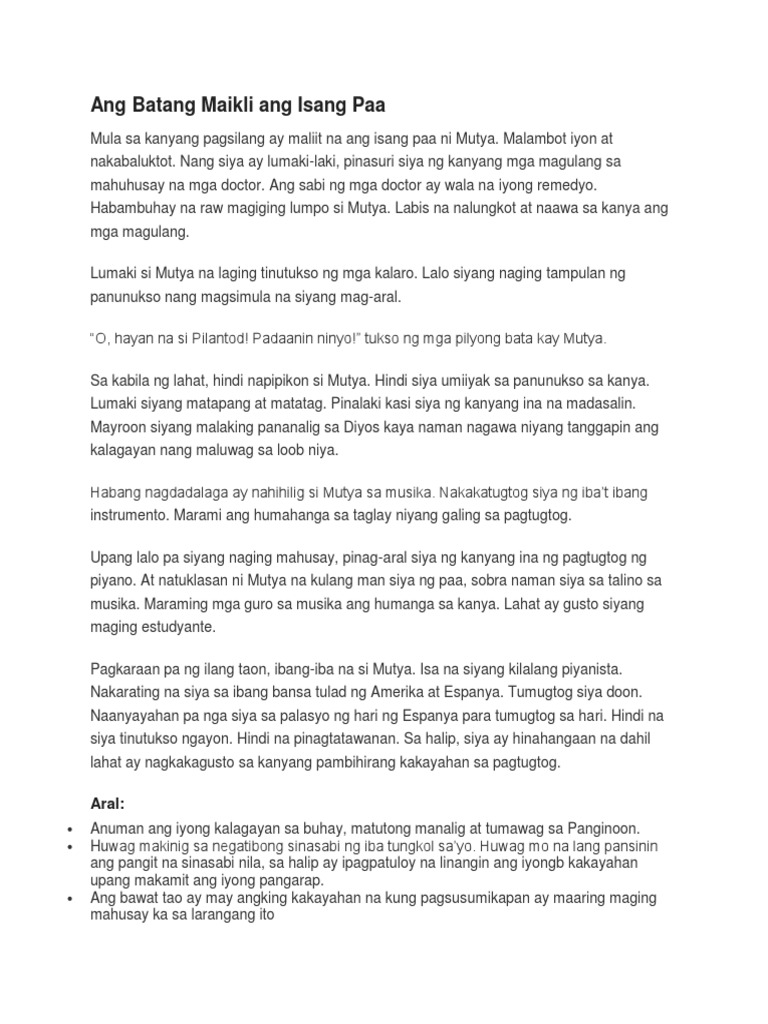 Ang Batang Maikli Ang Isang Paa