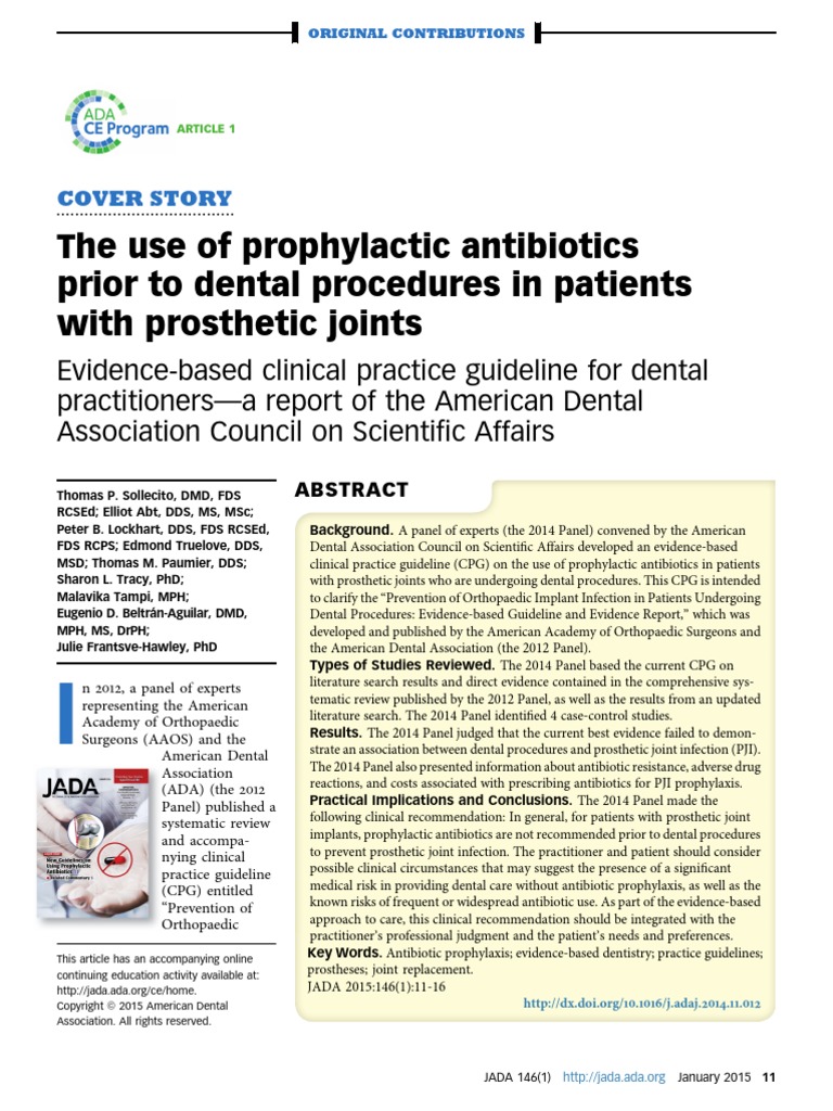 The Use of Prophylactic Antibiotics Prior To Dental Procedures in ...