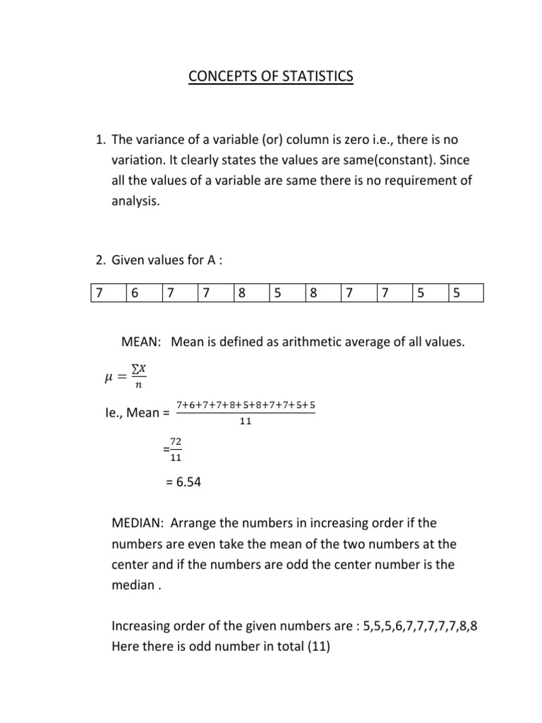Concept of Statistics | PDF | Mean | Mode (Statistics)