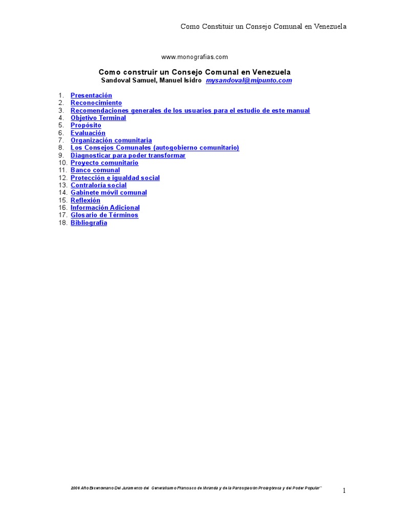 Consejo Comunal Venezuela | PDF | Gobierno | Esfera pública
