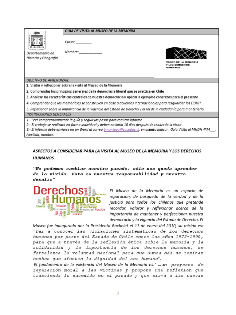 Guia Visita Museo de La Memoria | PDF | Derechos humanos | Democracia