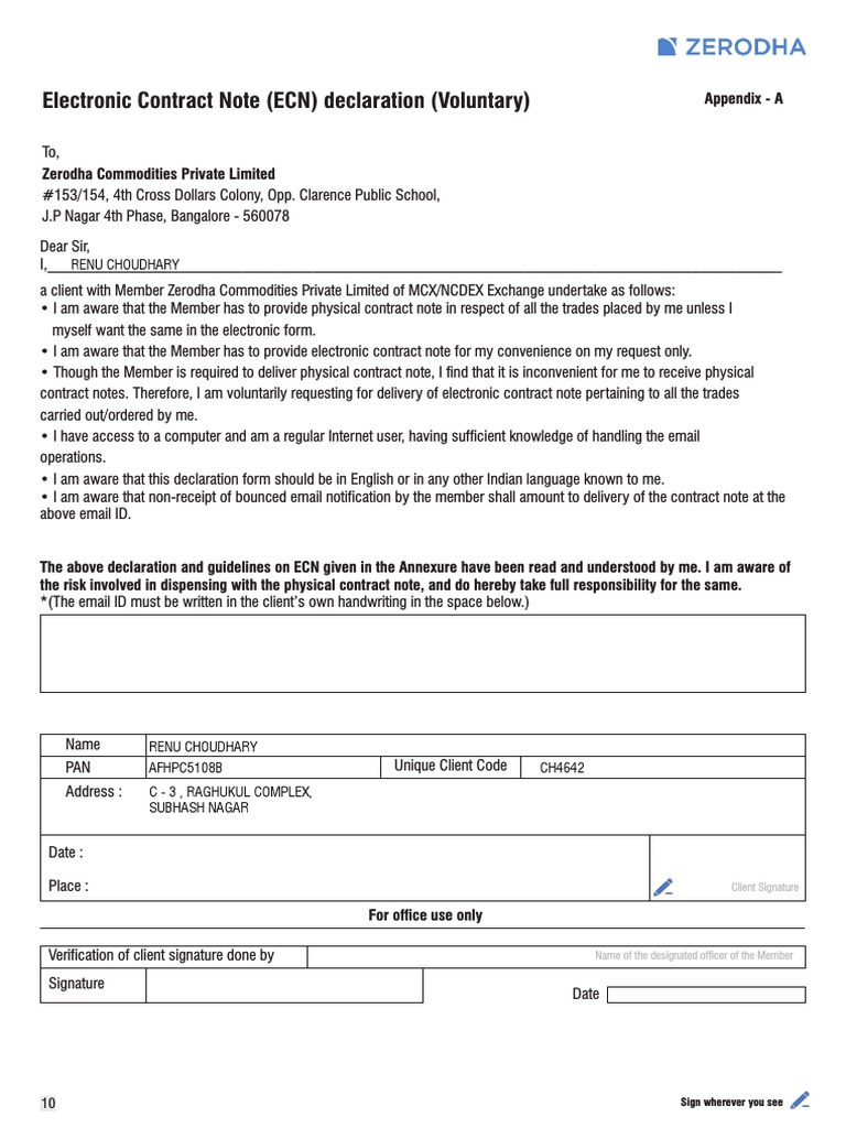 Ecn Form Zerodha | Download Free PDF | Information Technology | Cyberspace