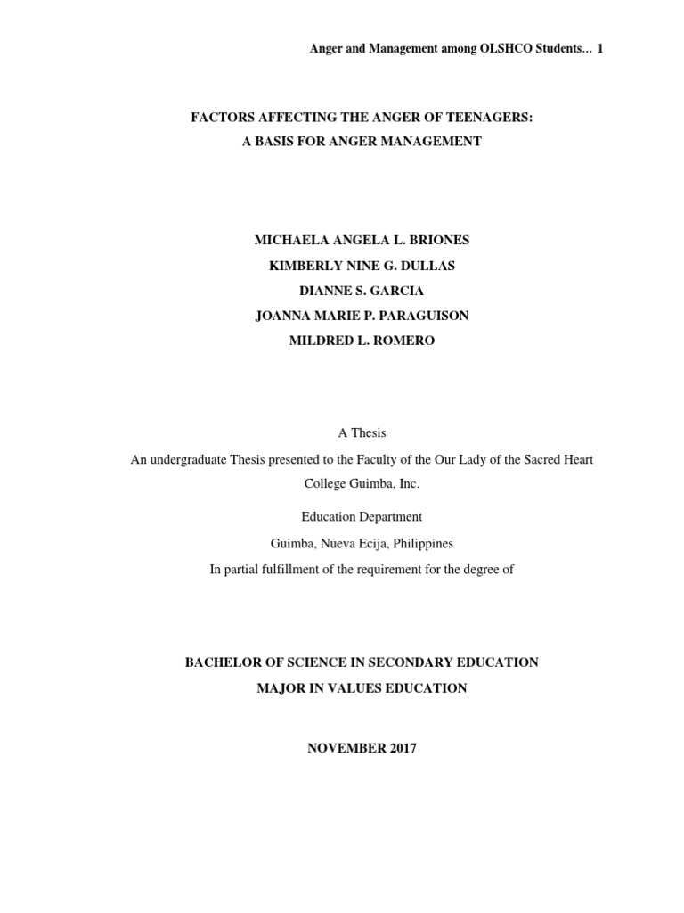 Understanding Student Anger: A Study on the Factors, Experiences and ...