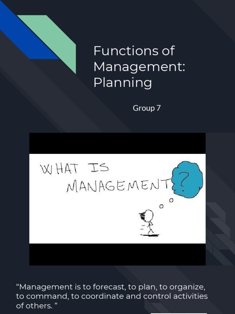 7 Functions of Management-Planning | PDF | Goal | Strategic Planning