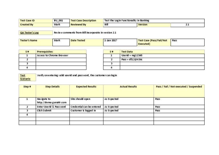 Test Case Template | PDF | Login | Security Technology