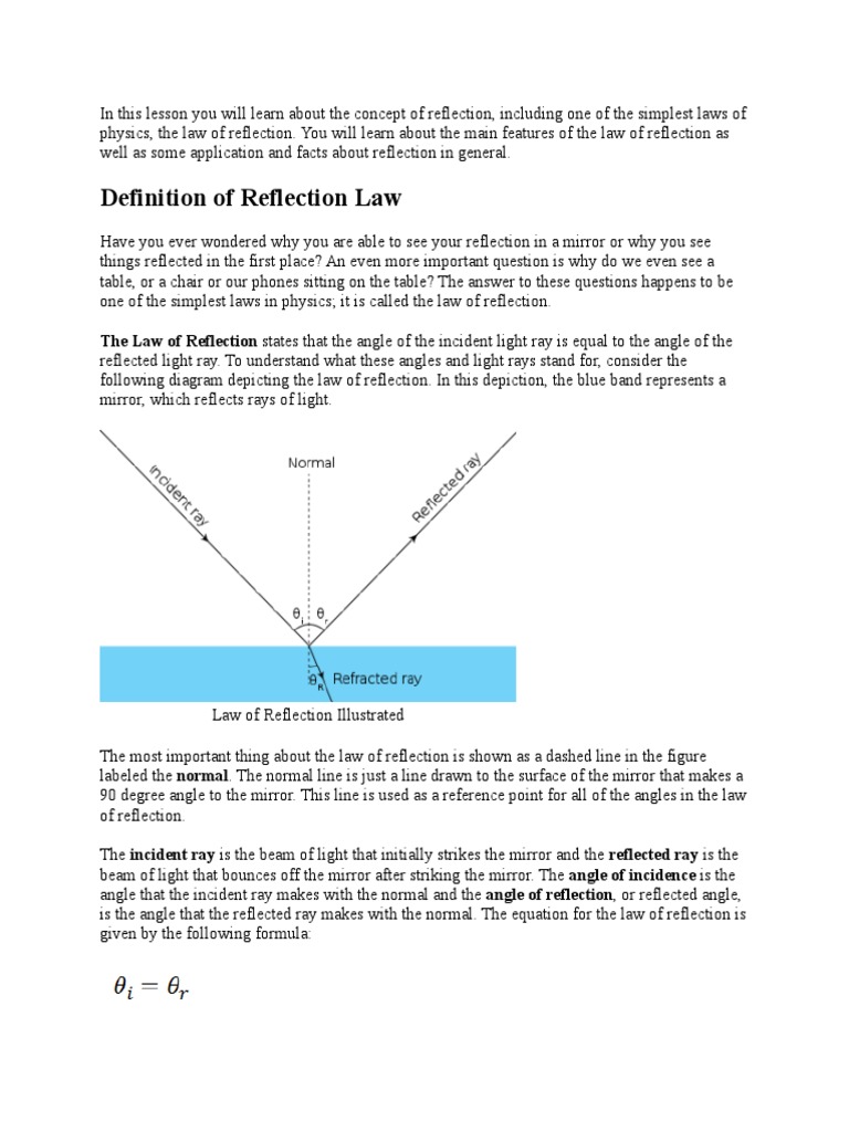 Laws of Reflection | PDF | Reflection (Physics) | Observation