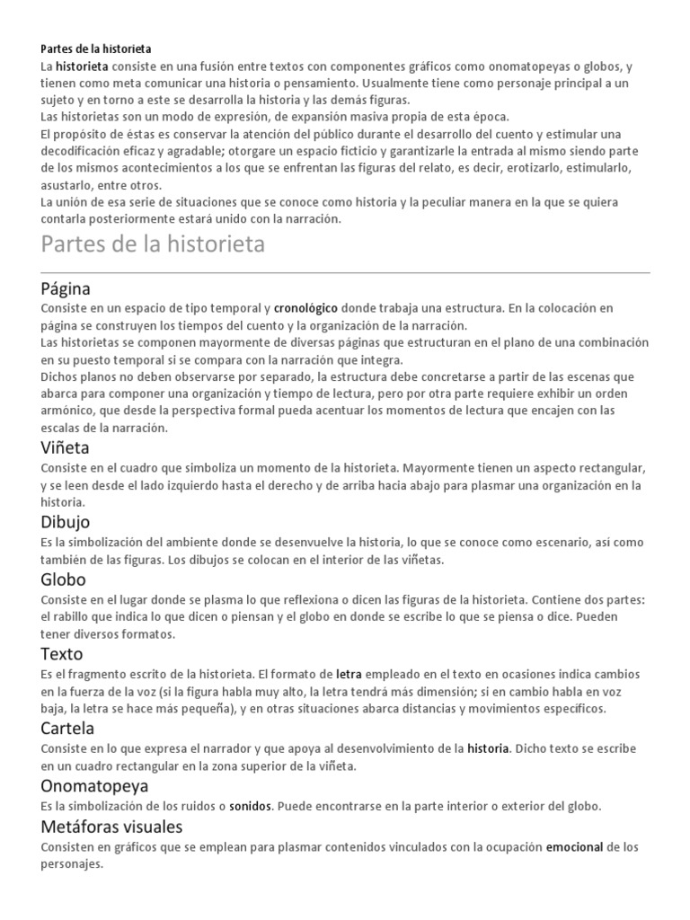 Partes de La Historieta | PDF | Cómics | Narrativa
