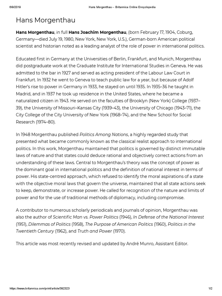 Hans Morgenthau Encyclopedia | Download Free PDF | Encyclopædia ...