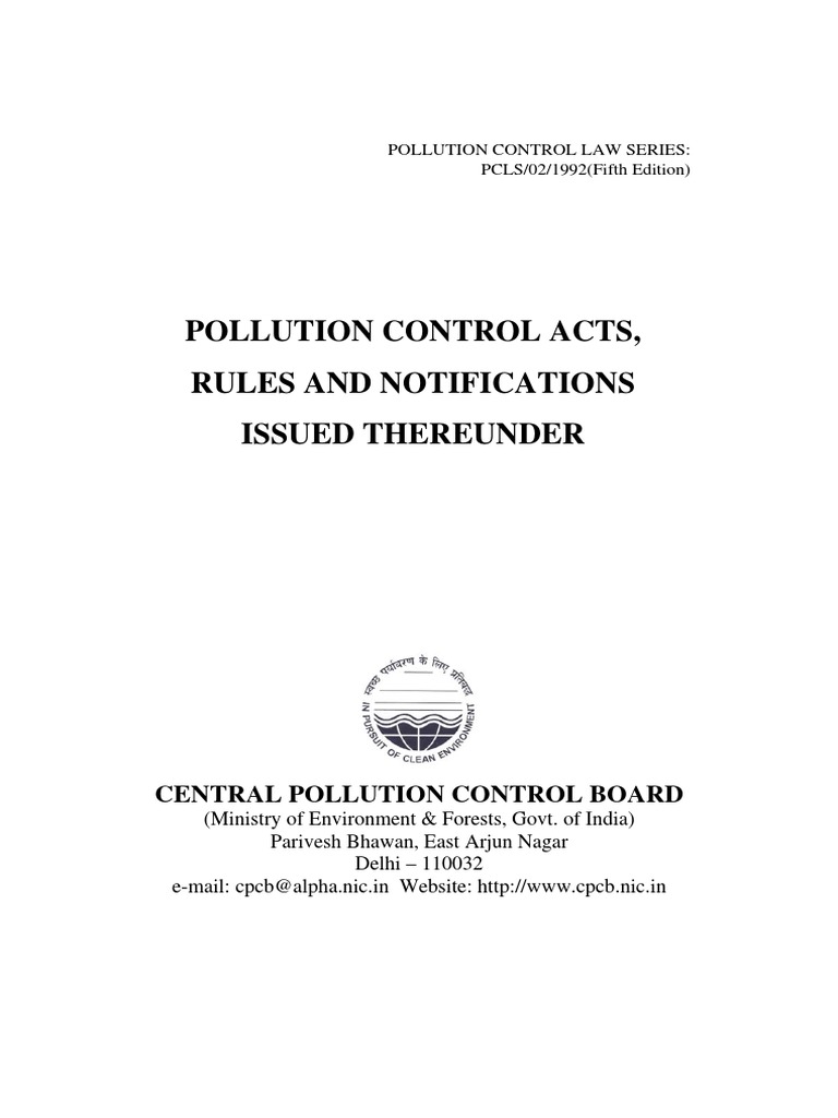 Pollution Control Acts, Rules and Notifications Issued Thereunder | PDF ...