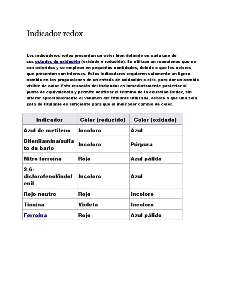 Indicador Redox | PDF | Color | Redox