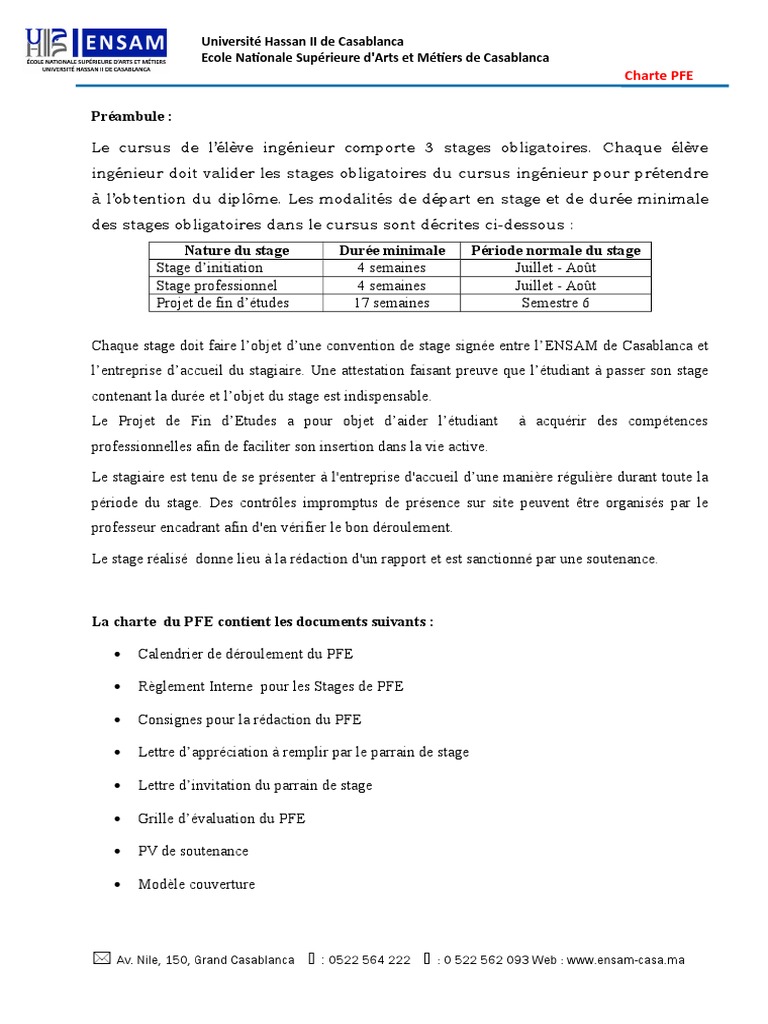 Charte Pfe Ensam - 2018 | PDF | Ingénieur | Pédagogie