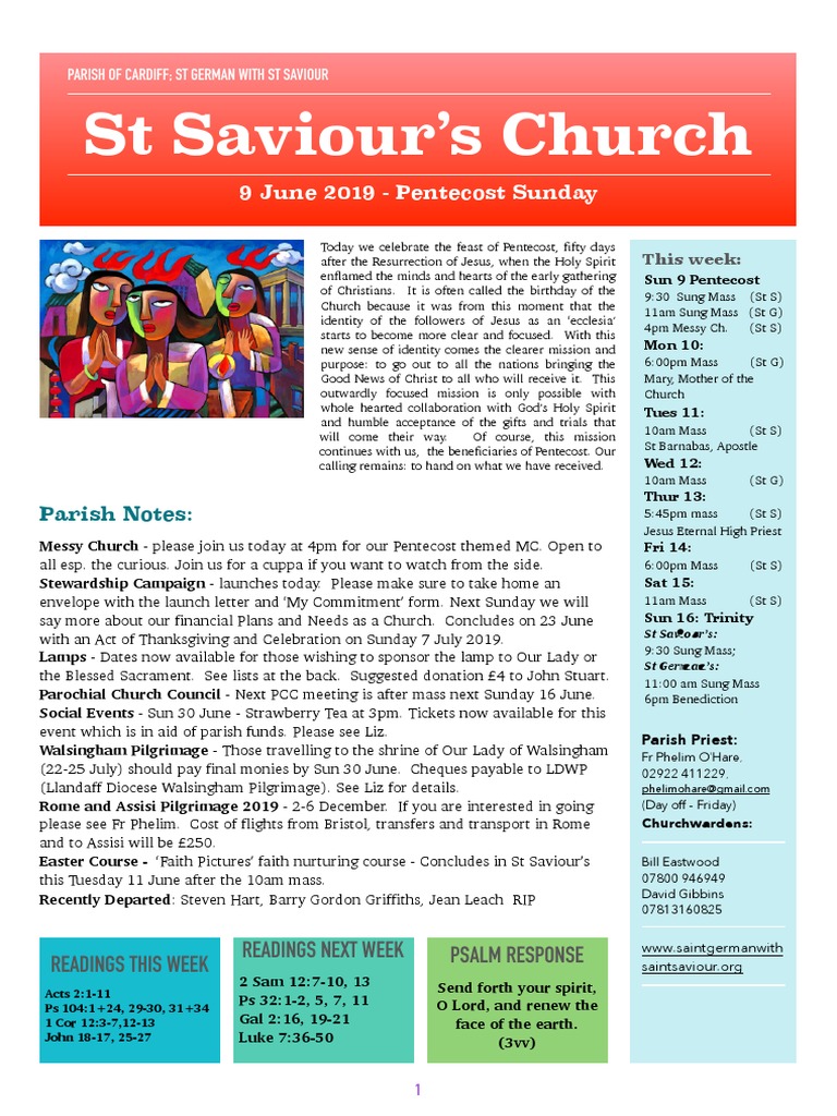 Parish Events and Pentecost Celebration | PDF | Pentecost | Anointing